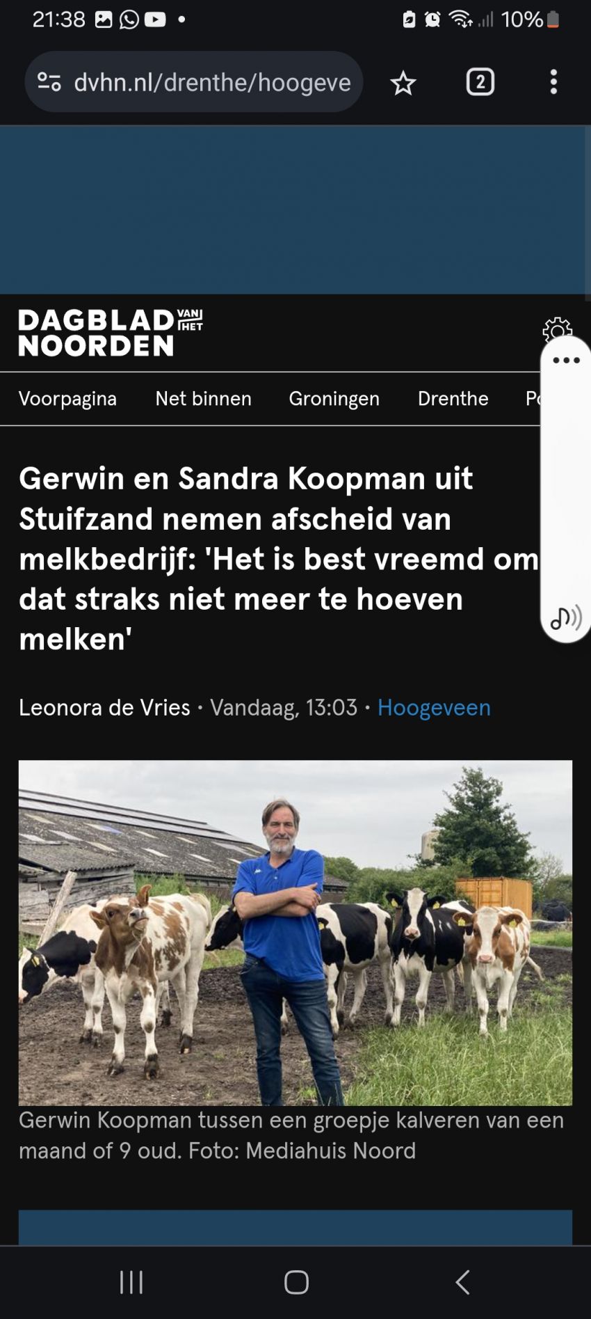 Gerwin en Sandra Koopman uit Stuifzand nemen afscheid van melkbedrijf ...