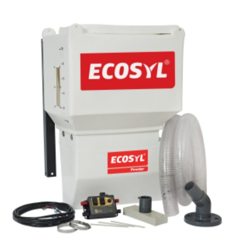 Afmetingen van een Ecosyl Ecodry RL80 doseer apparaat