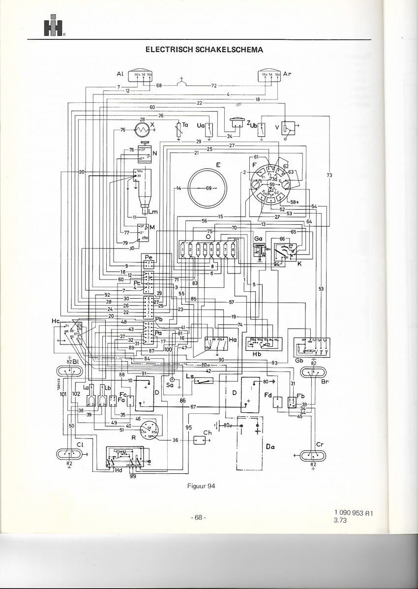 International 624 - Werkplaatshandboek, elektrisch schema