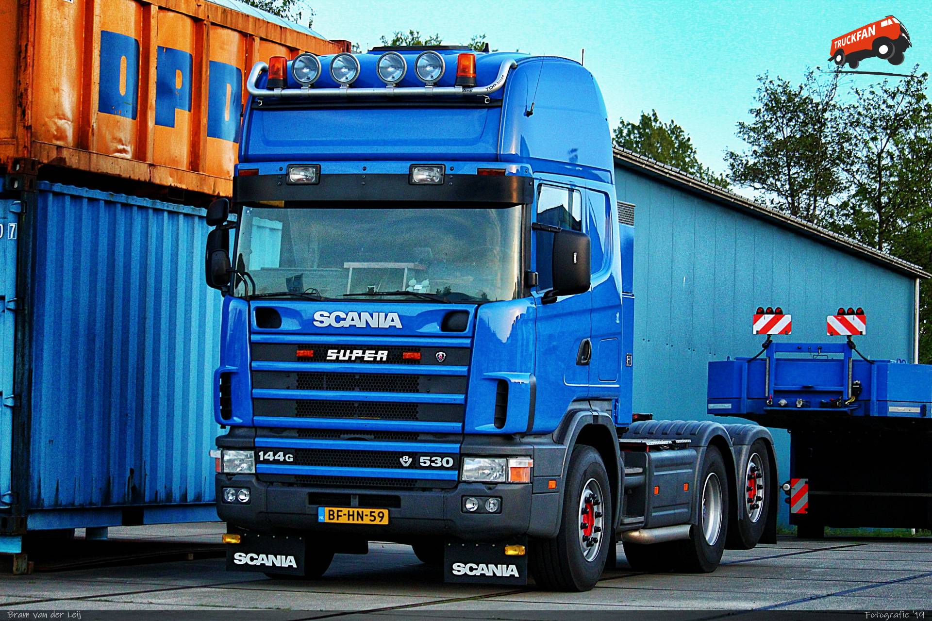Foto Scania 144 van V.O.F.. Faber & Zn. Internationaal Transport