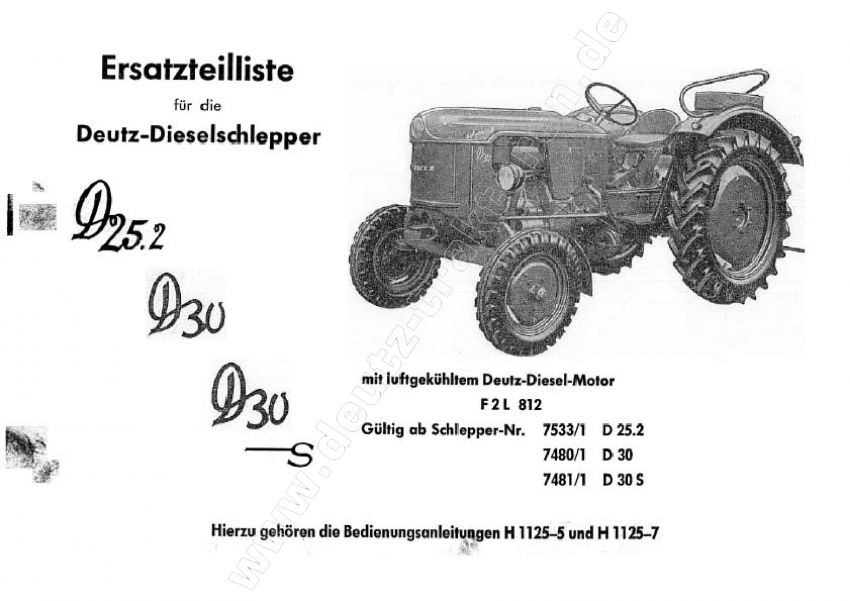 Deutz D25.2 D30 D30s Bedieningshandleiding